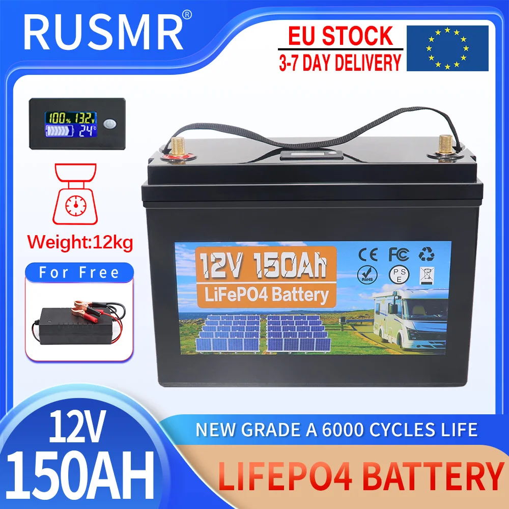12V 150AH 120AH 100AH LiFePo4 Battery Built-in BMS Lithium Iron ...