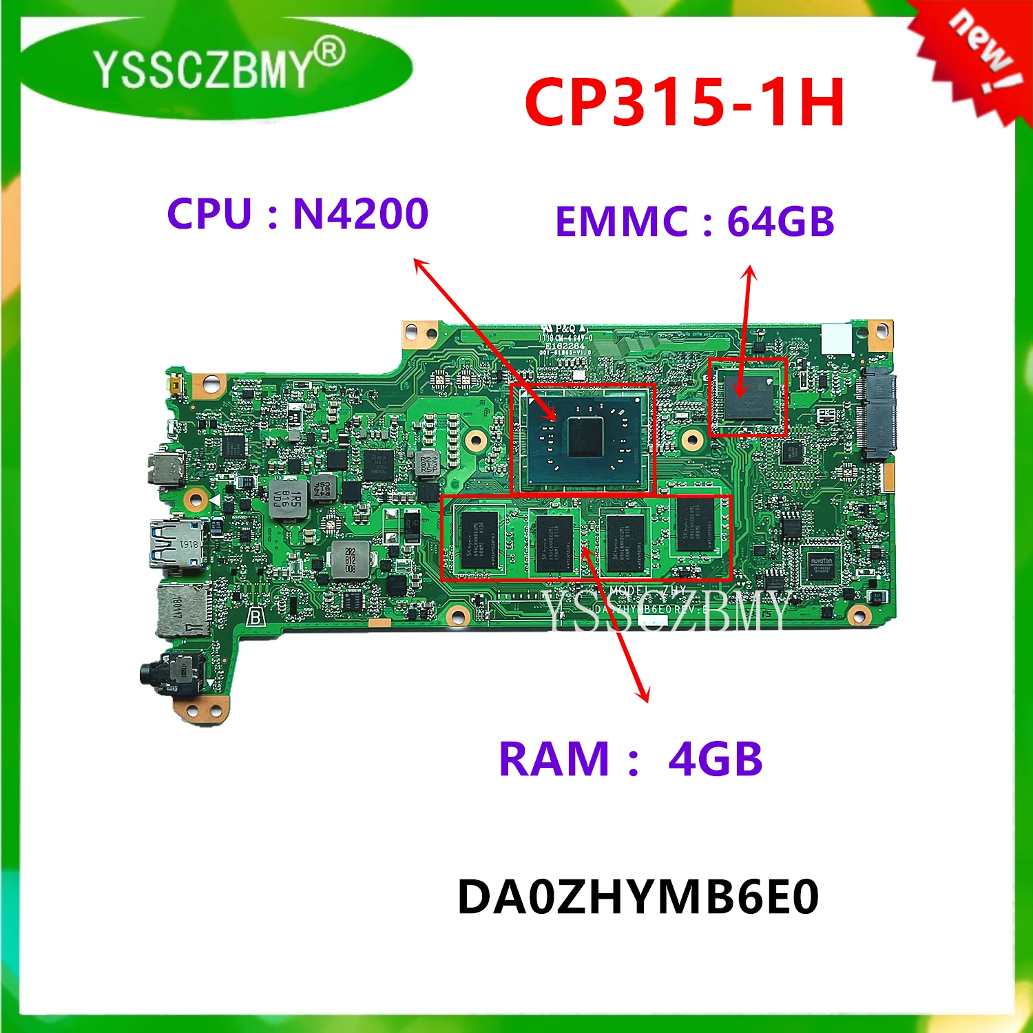 NEW-DA0ZHYMB6E0-For-ACER-Chromebook-Spin-15-CP315-1H-Laptop-Motherboard-NBGWG1100G-With-CPU ...
