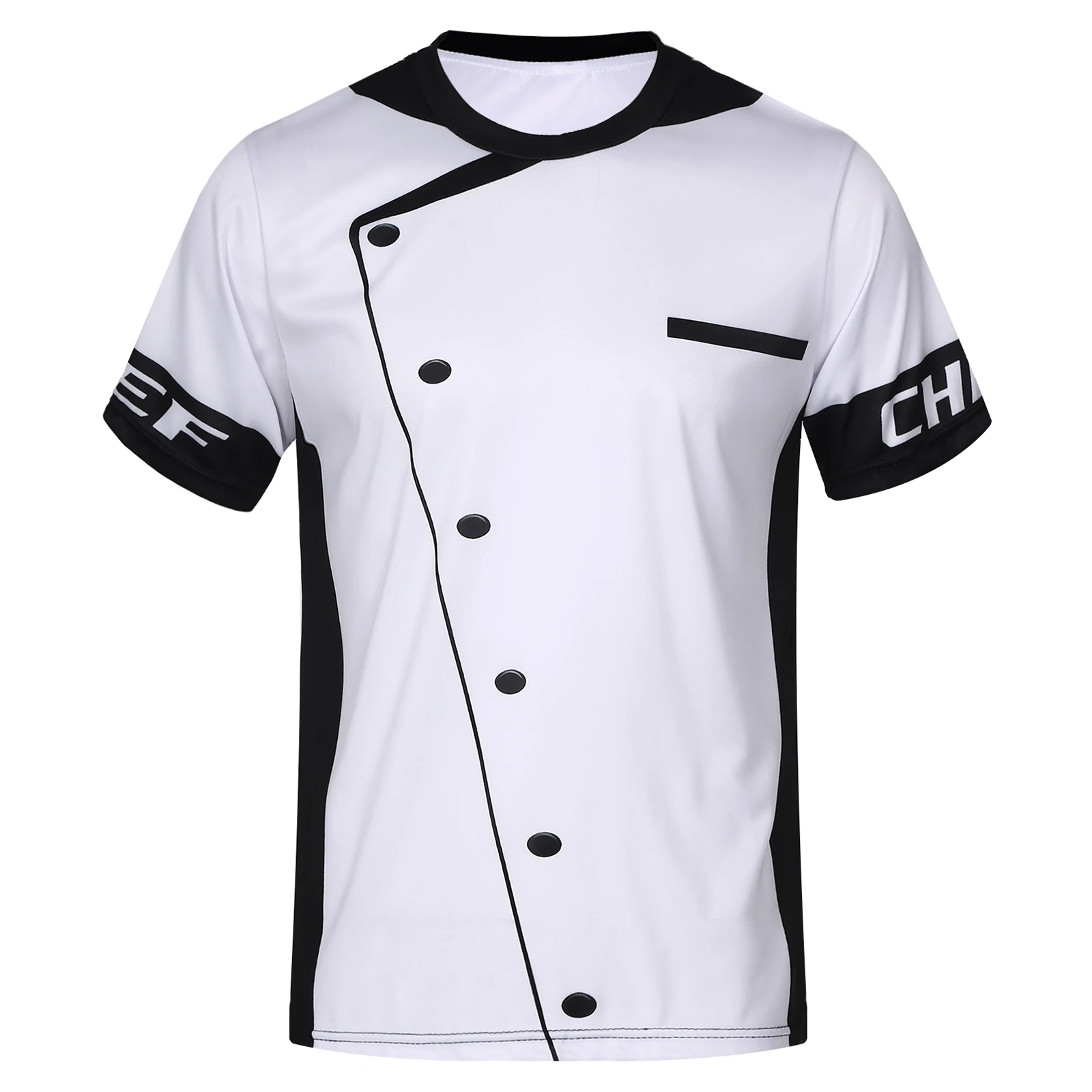 Mens-Chef-Shirt-Hotel-Restaurant-Kitchen-Costume-Print-Work-Wear ...