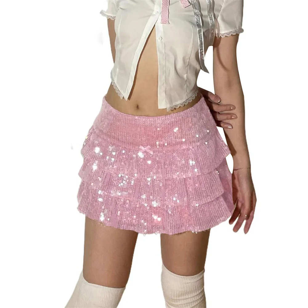 Summer-Layered-Ruffle-Short-Sequins-Skirt-Sparkle-Bodycon-Shiny-Glitter ...