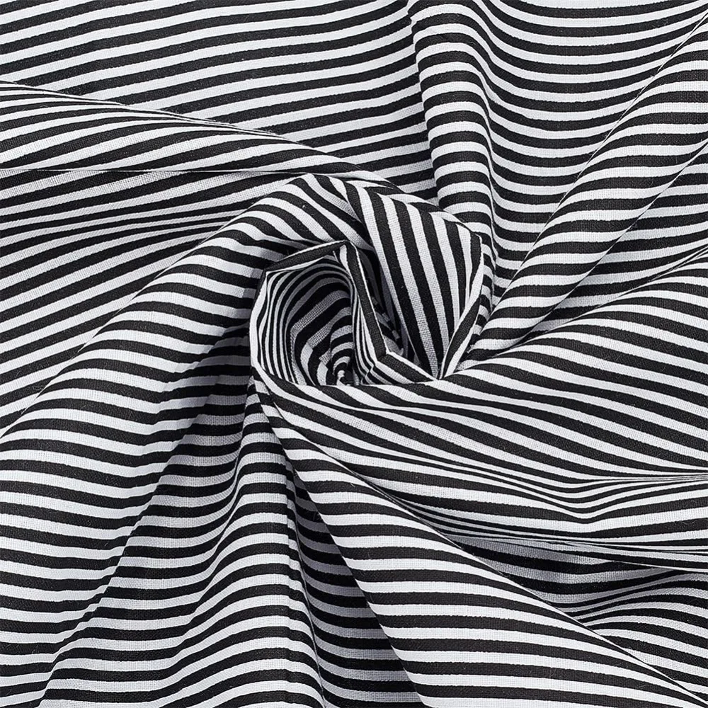 1.09 Yard Black White Stripes Cotton Fabric 63inch Wide Stripes Sewing ...