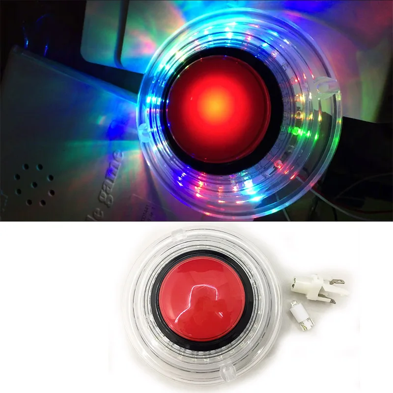 80MM colorful flashing LED Light push button Transparent Round Arcade ...