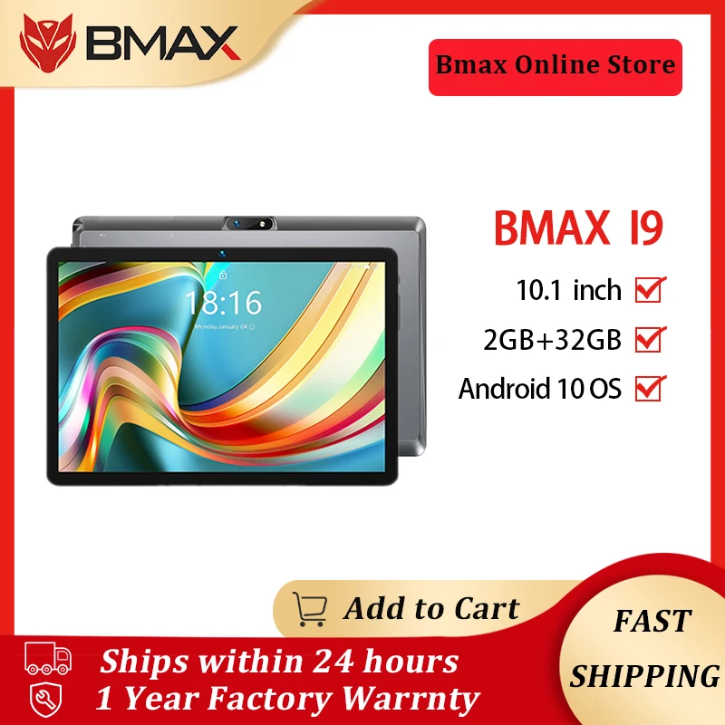 Bmax – tablette PC de 10.1 pouces i9, Android 10, 2 go de ram, 32 go de ...