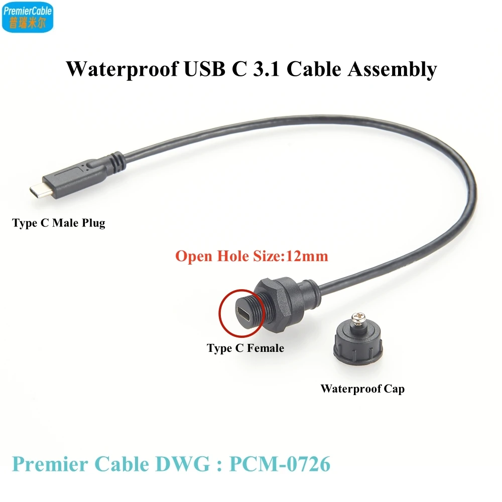 Waterproof-USB-C-3-1-Cable-Assembly-Panel-Mount-USB-C-Extension-Cable ...