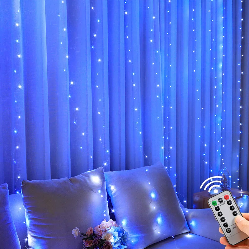 Blue Fairy Lights Bedroom