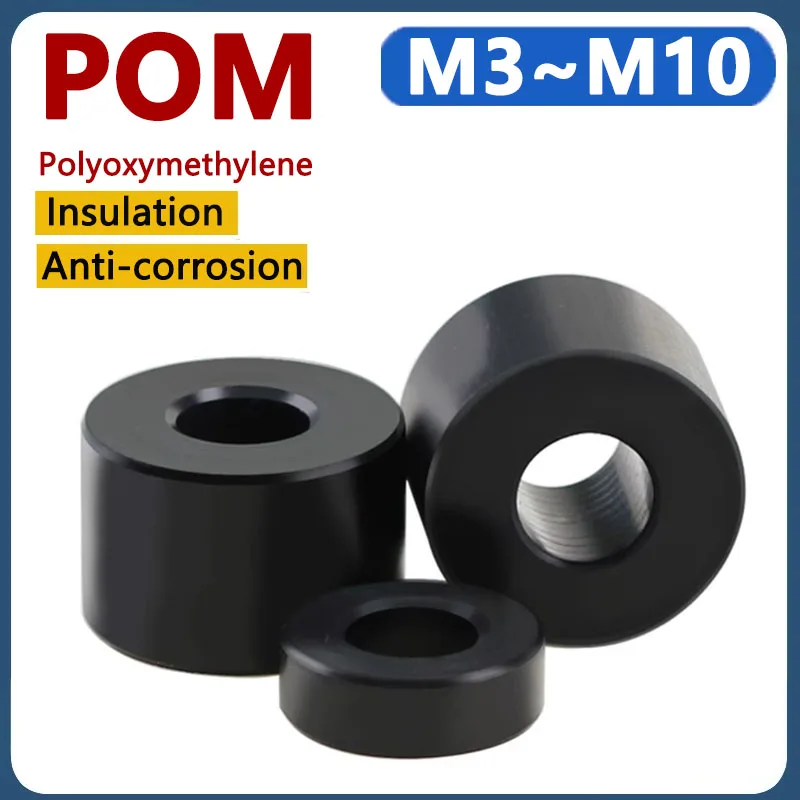 Black POM Bushing M3 M4 M5 M6 M8 M10 Washer Round Hollow Unthread ...