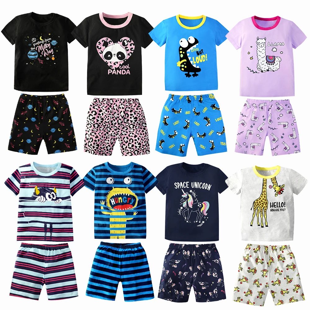 10-Colors-Cartoon-Pajama-Sets-for-Boy-Girls-Summer-Children-Clothing ...