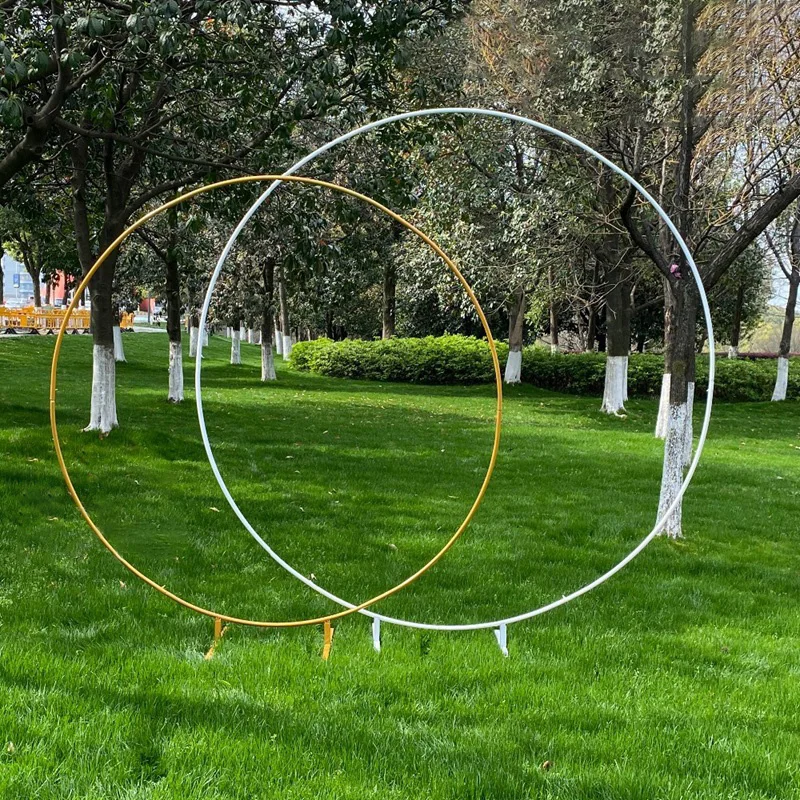 Wedding-Decoration-Supplies-Artificial-Flowers-Round-Arch-Frame-White ...