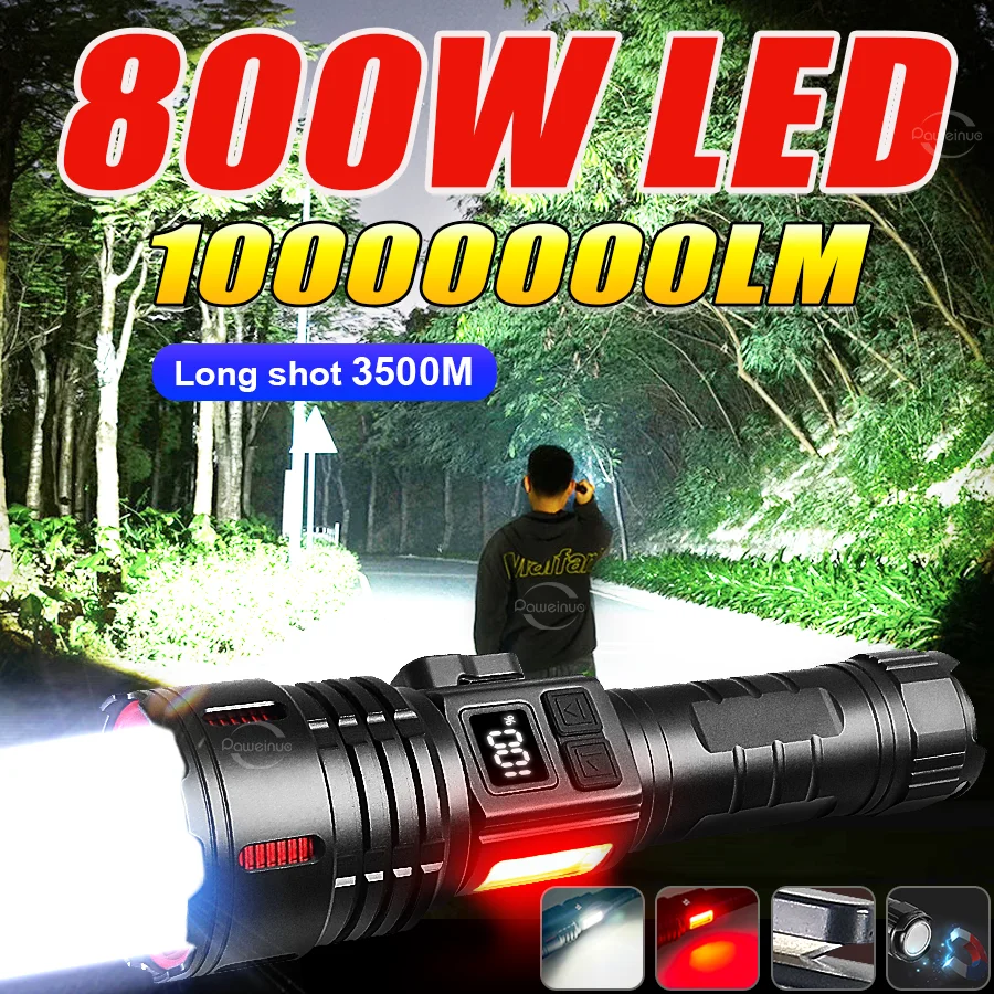 Most-Powerful-800W-Led-Flashlight-Rechargeable-Ultra-Powerful ...