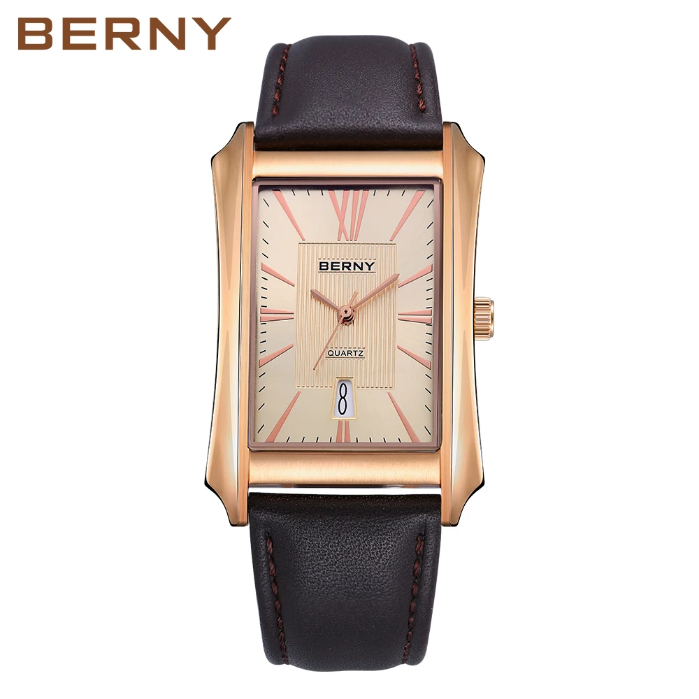 BERNY-Watch-for-Men-Rectangle-Japan-Quartz-Wristwatch-Waterproof ...