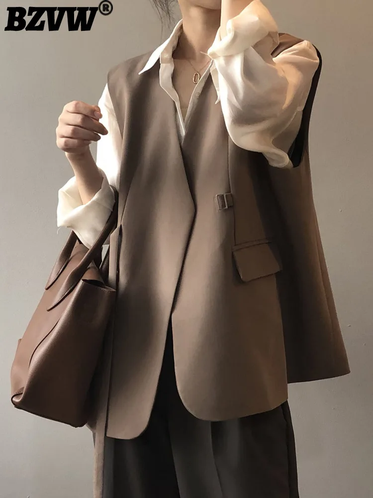 BZVW-Suit-Vest-For-Women-s-Short-Lace-Up-Pure-Color-Versatile-Designer ...