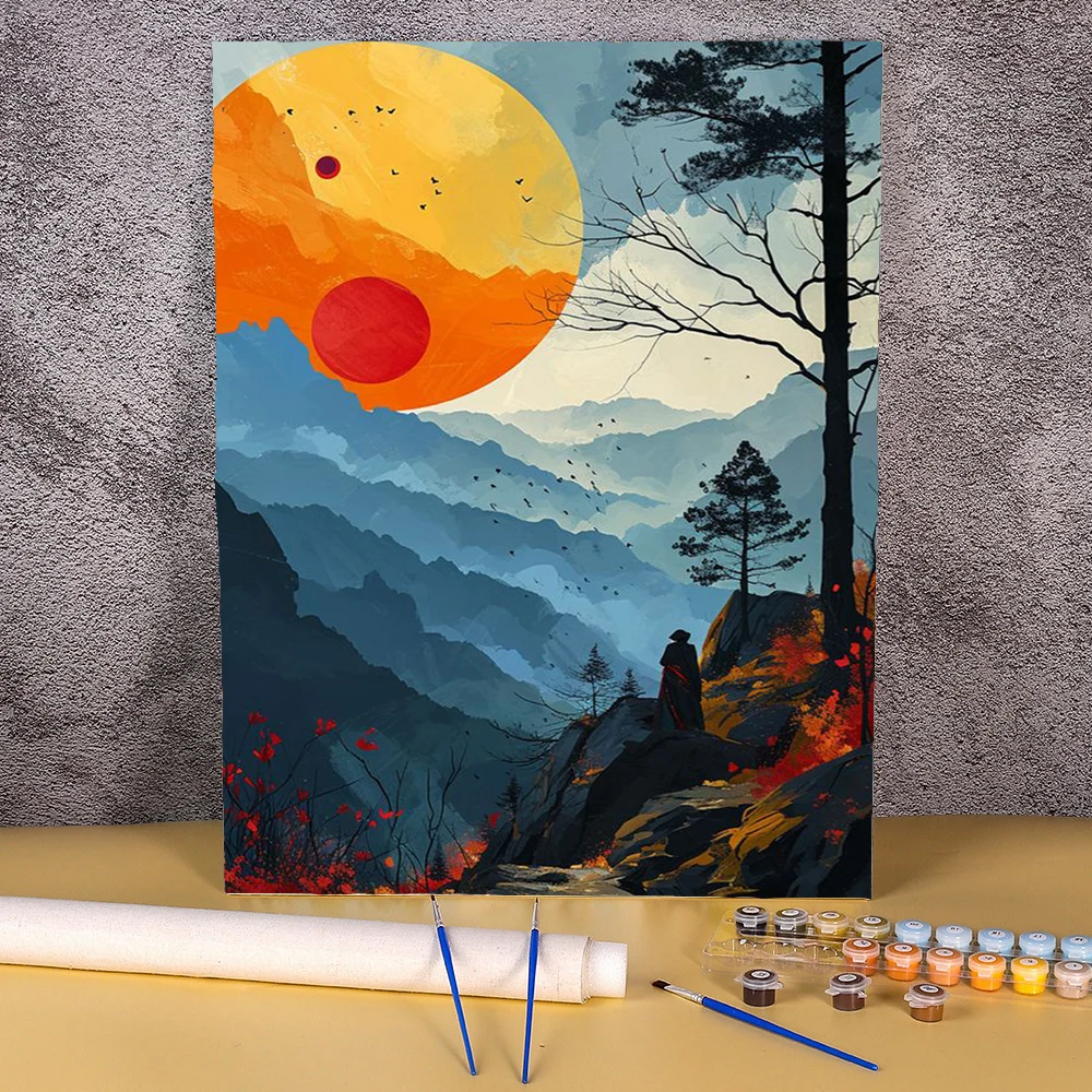 Abstract-Painting-By-Numbers-On-Canvas-Sunset-Landscape-Drawing-By ...