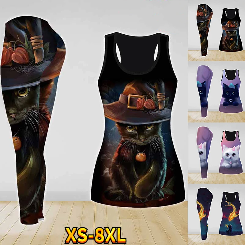 Cute-Cat-3D-Imprim-pr-cieux-Top-Summer-Gla-Keep-Slim-Leggings-ChlorYoga ...