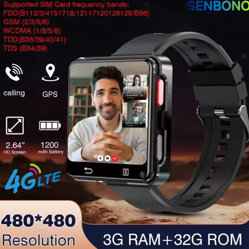 جديد S998 4G ساعة ذكية أندرويد 11.0 OS Smartwatch واي فاي نظام تحديد ...