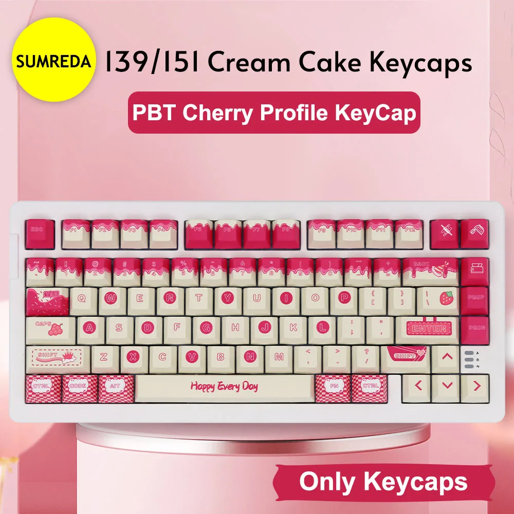 Cream Cakes Japanese Rose color keycaps Cherry Profile For Gateron ...