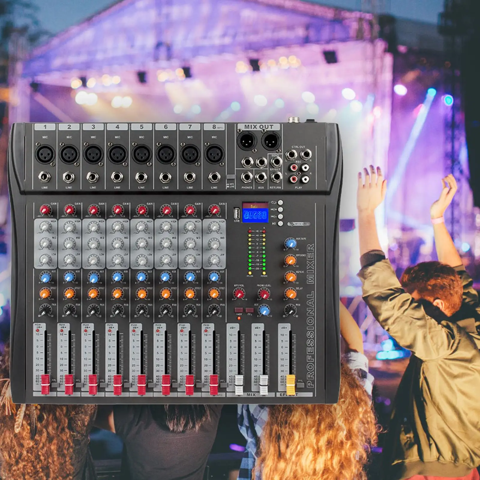 8-Channel-Mixer-Sound-Mixing-Console-Digital-Mixer-US-Plug-for-Karaoke ...