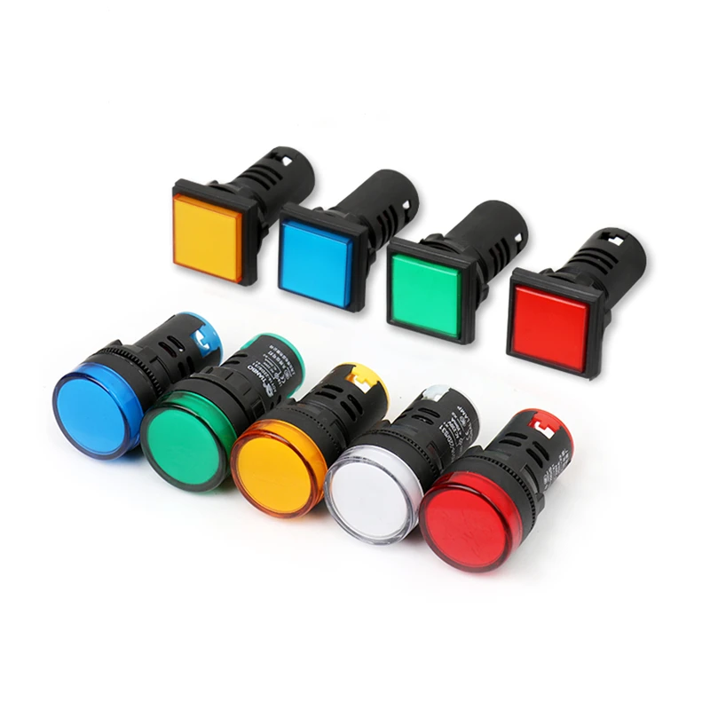 Square-Signal-Light-Indicator-Red-Green-Yellow-Blue-White-12V-24V-220V ...