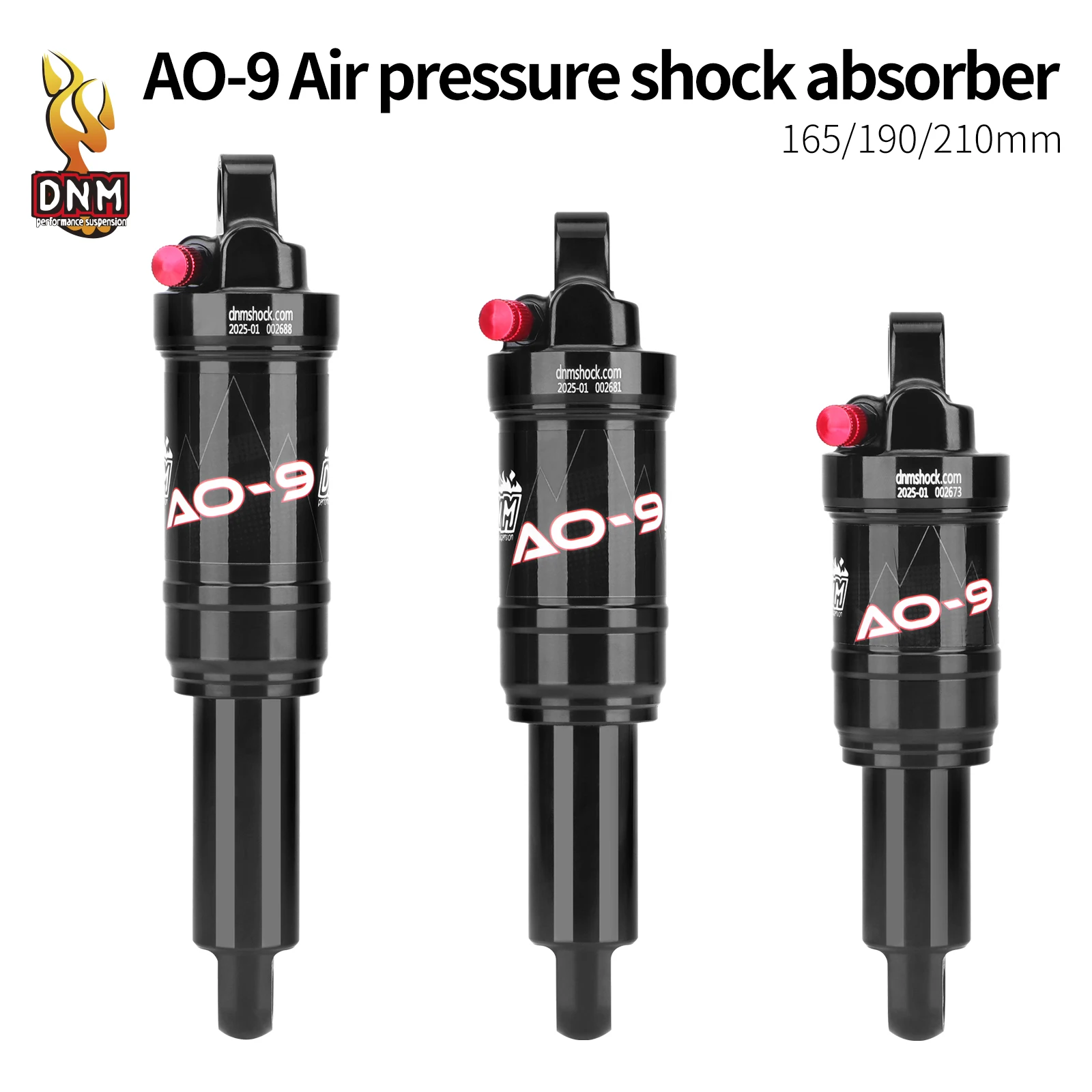 DNM AO-9 Bicycle Air Pressure Shock Absorber 165mm/190mm/210mm Aluminum ...