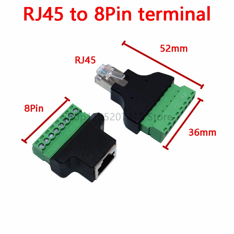 RJ45 Ethernet Screw Terminal Block 8P Connector Male/Female to 8 Pin ...