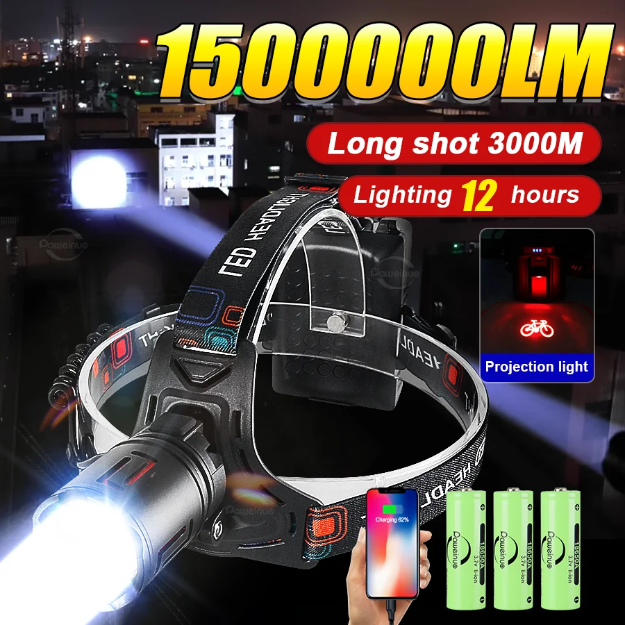Most-Powerful-LED-Headlight-Super-Bright-Big-Aperture-Head-Flashlight ...