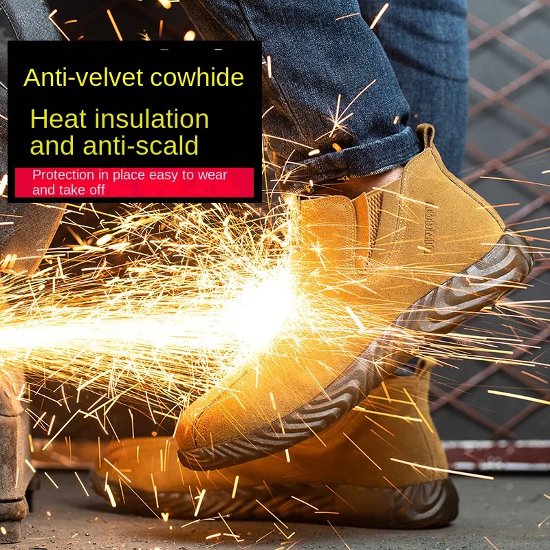 Safety-Shoes-Men-Soft-Bottom-Work-Shoes-Chelsea-Boots-Steel-Toe-Work ...