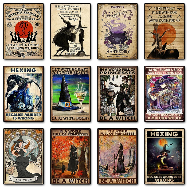 Vintage-Witches-Magic-Witchery-Print-Posters-Halloween-Witch-Retro ...