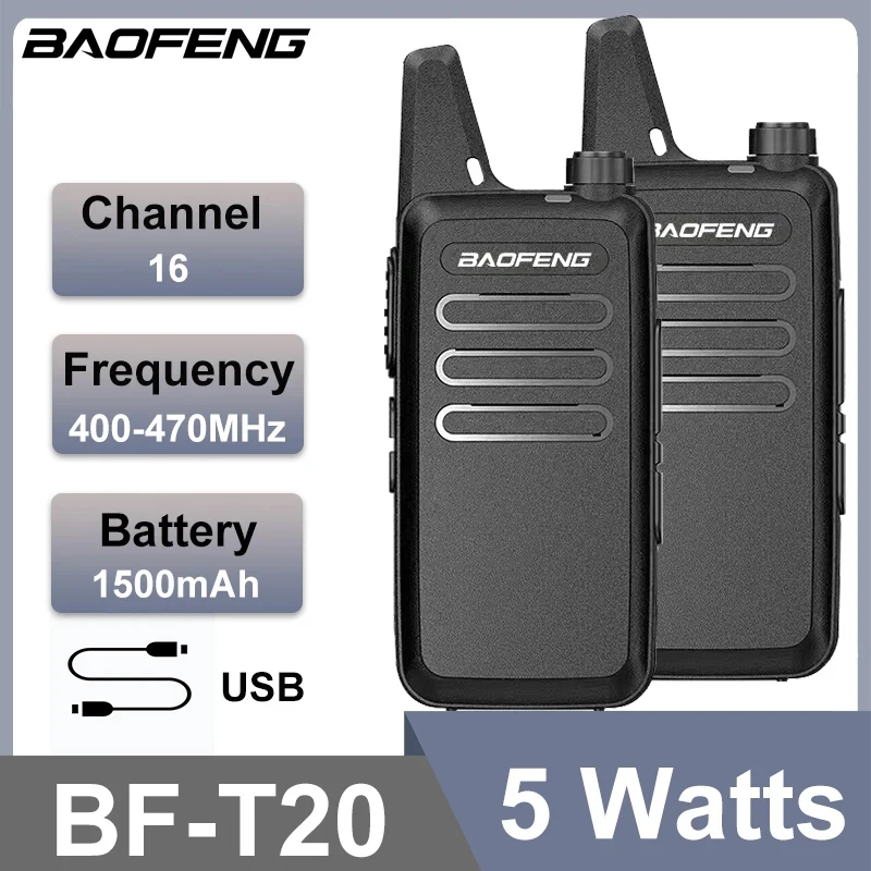 Baofeng-BF-T20-Mini-Walkie-Talkie-5W-Portable-USB-Charging-1PC-2PCS-Two ...