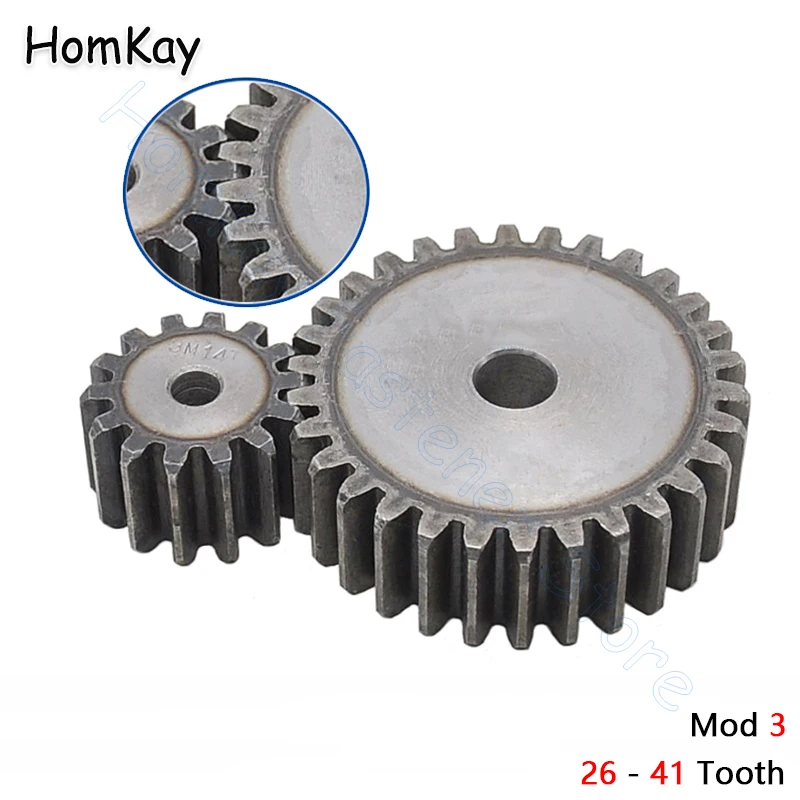 Mod-3-Spur-Gear-26T-41T-Metal-Transmission-Gears-45-Steel-Thick-30mm ...
