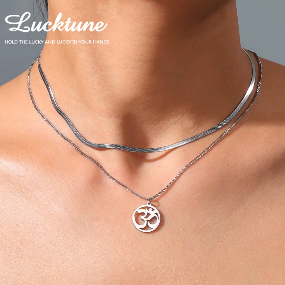 Lucktune-Buddhism-OM-Yoga-Amulet-Necklace-Stainless-Steel-Hindu-Chakra-Pendant-Snake-Chain ...
