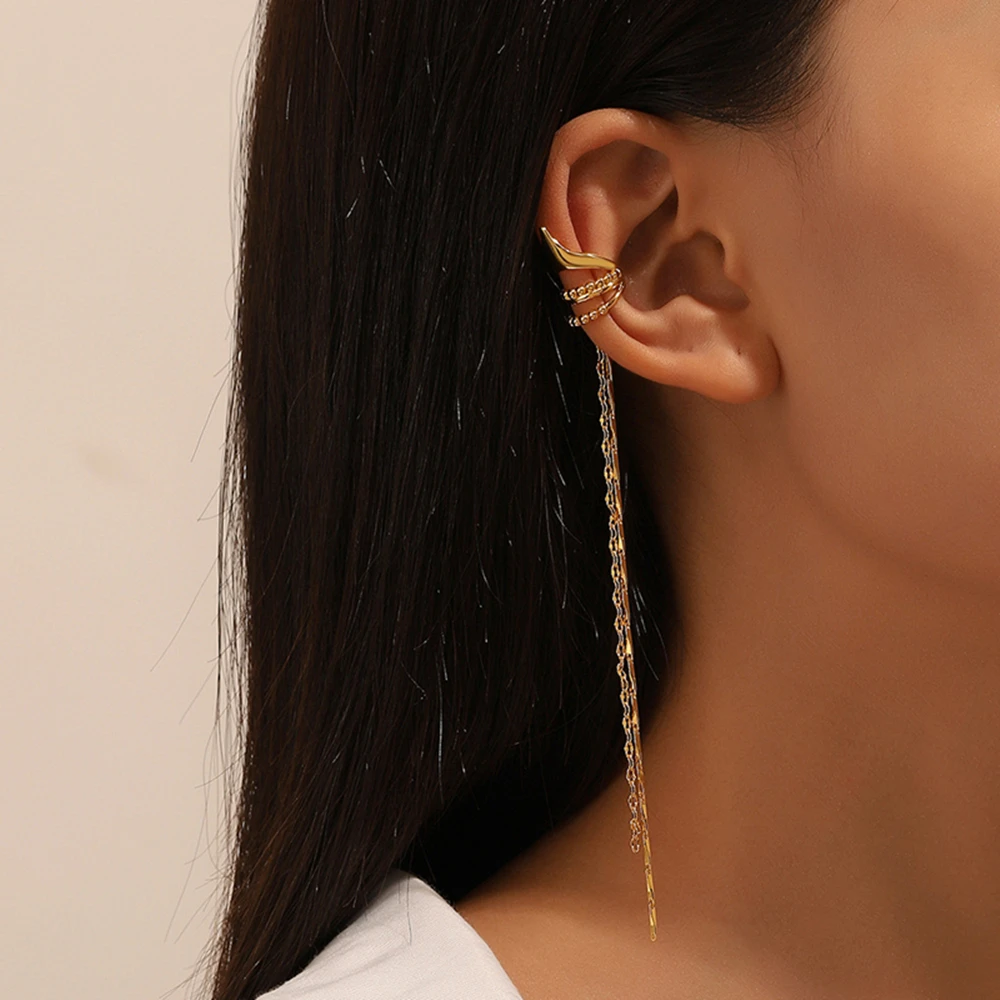Vintage Design Gold Color Elves Ear Cuffs Clip Non-perforated Long ...