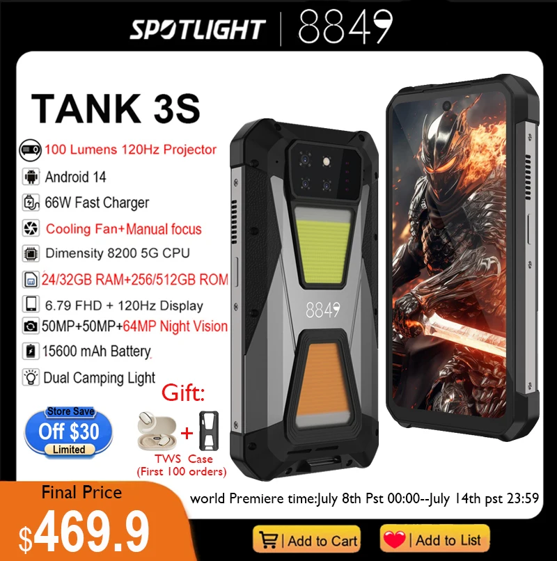 8849-Tank-3S-Unihertz-Rugged-Smartphone-with-Projector-5G-12-16GB-RAM ...