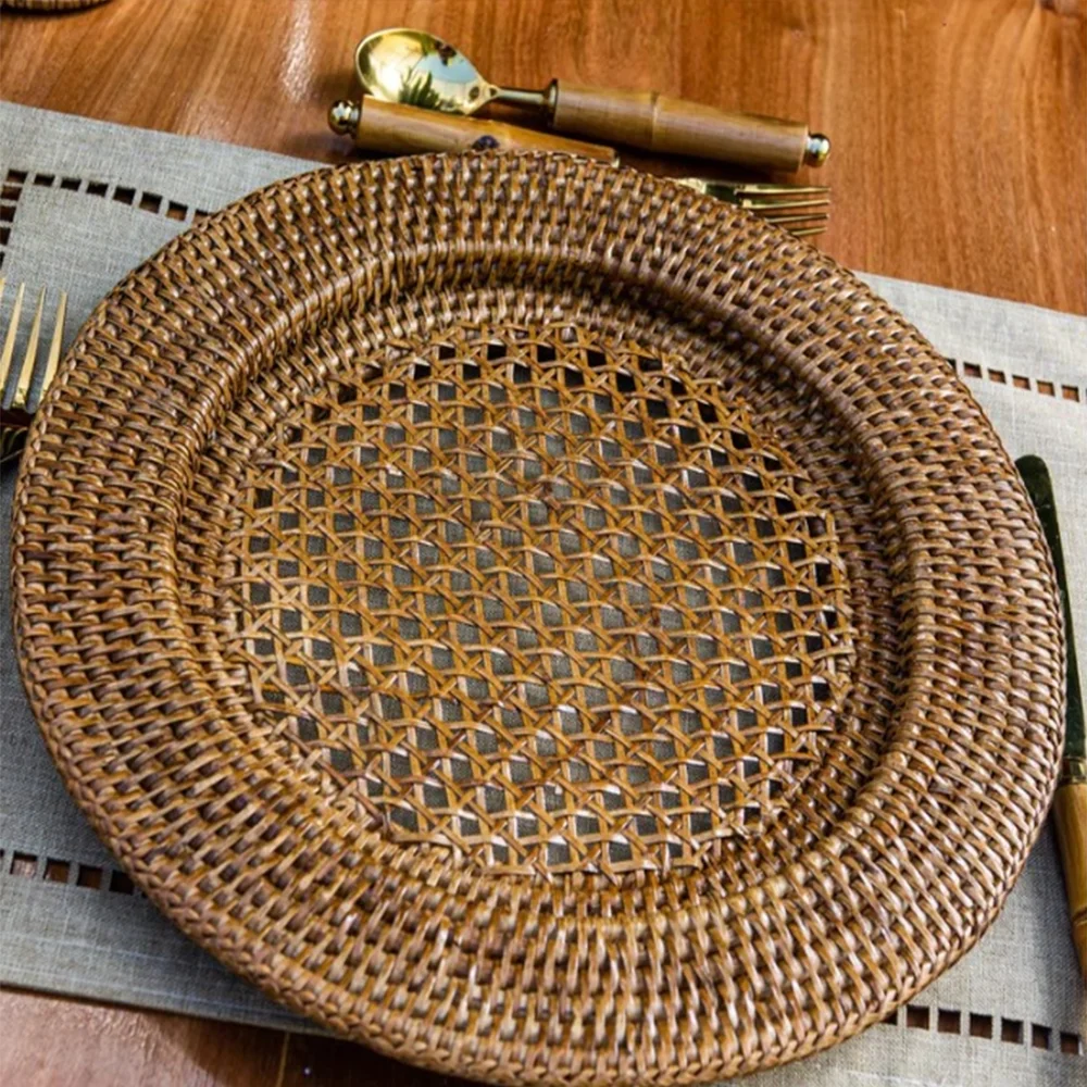 Rattan Holder 33cm Handmade Braided Natural Pot Mat Coaster Round ...