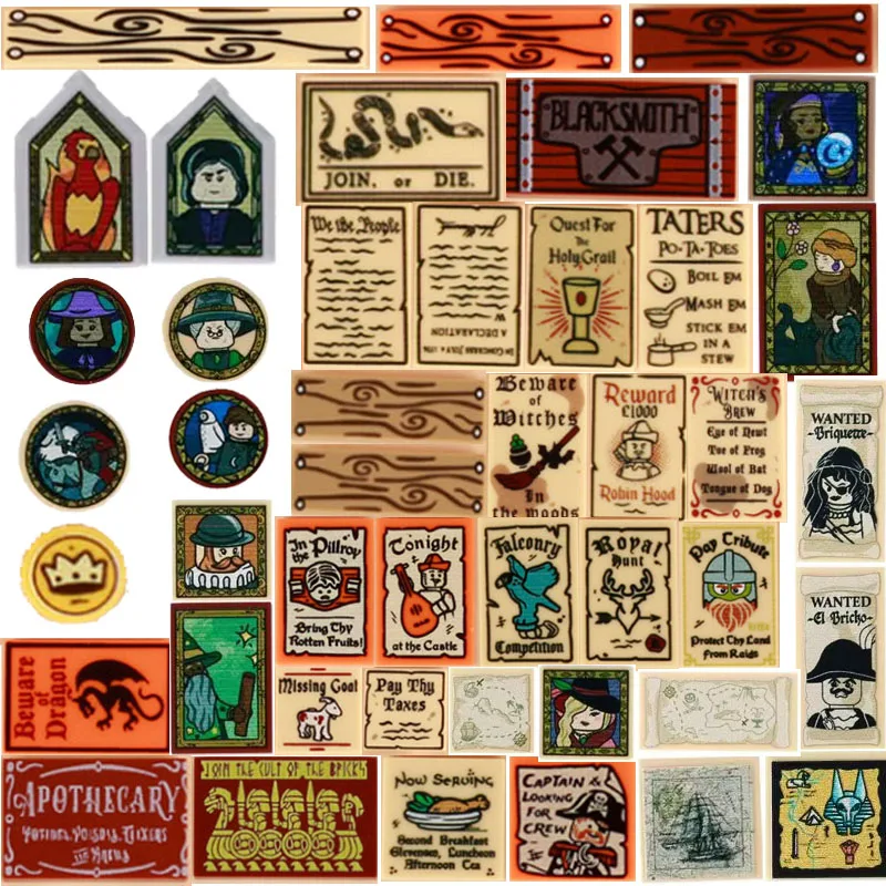 MOC-Medieval-Road-Sign-Billboard-Wood-Printed-Bricks-Building-Blocks ...