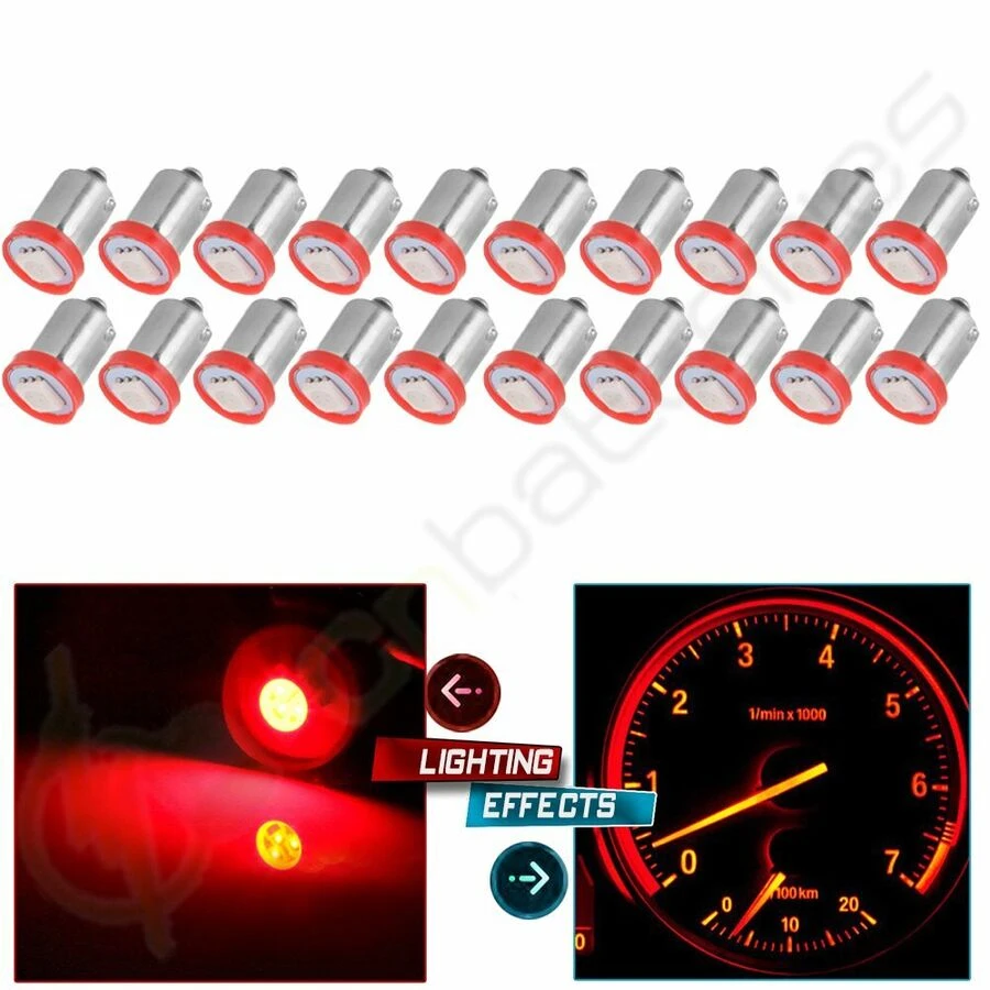 20x Ultra Red Ba9s 1smd Led Interior Instrument Panel Light Bulb Car ...