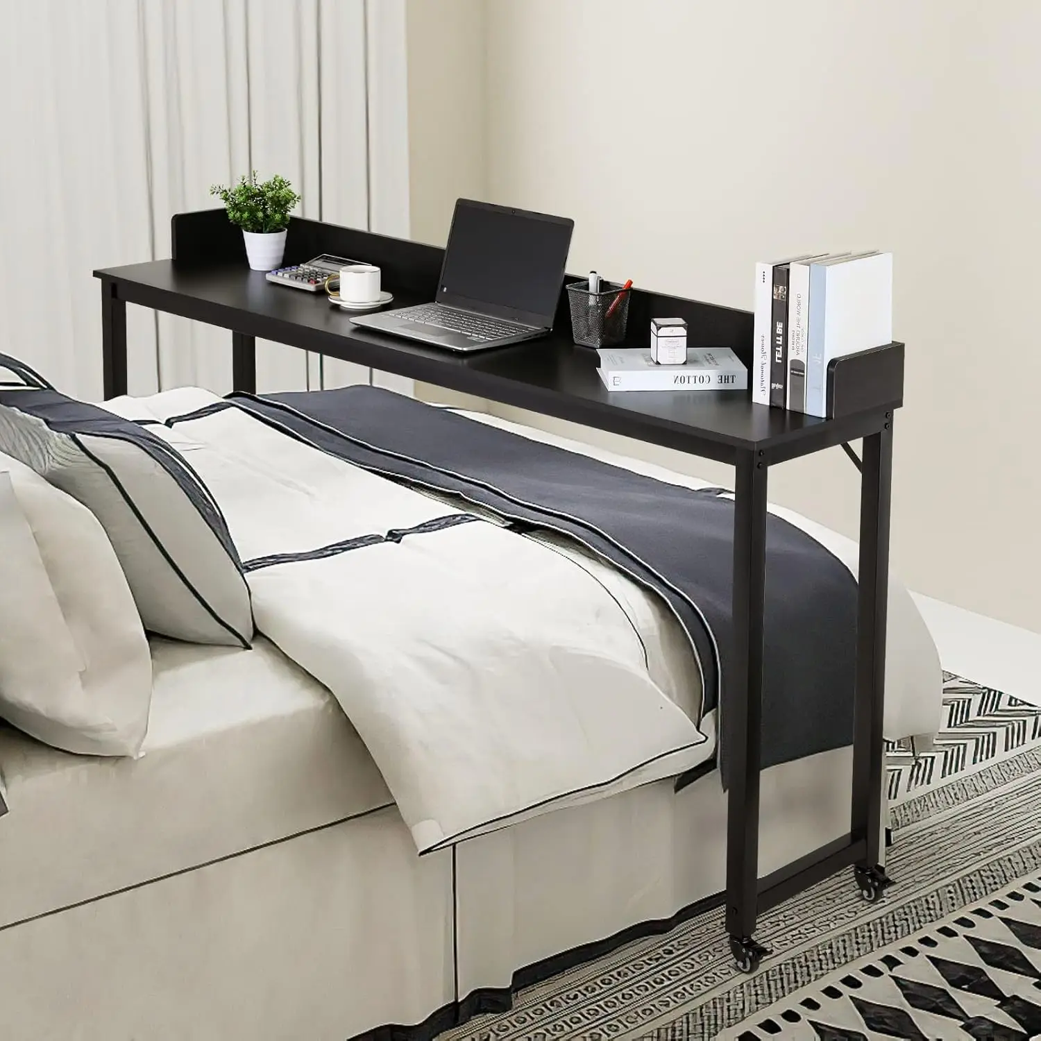 Overbed Table with Wheels, Queen Full Size Mobile Computer Desk ...