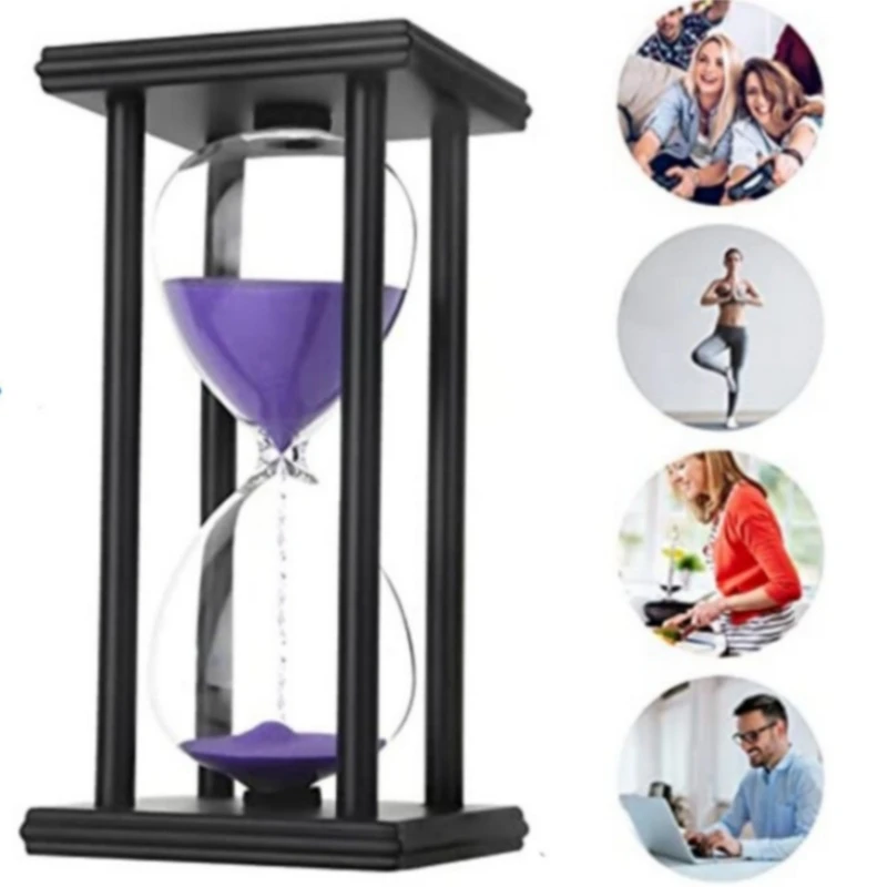60-Minutes-Creative-Wooden-Glass-Hourglass-Sand-Timer-Modern-Sandglass ...
