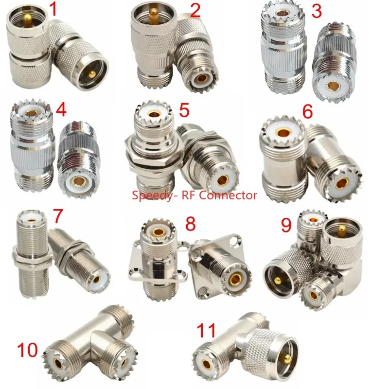 PL259 SO239 SL16 UHF To UHF Connector Right Angle&4hole Flange Nut UHF ...