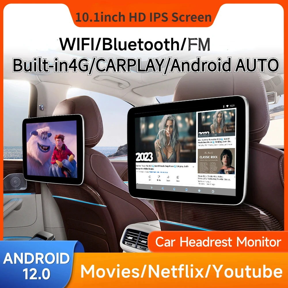 10-1-Headrest-Monitor-Display-IPS-Android-12-Touch-Screen-For-Car-Rear ...