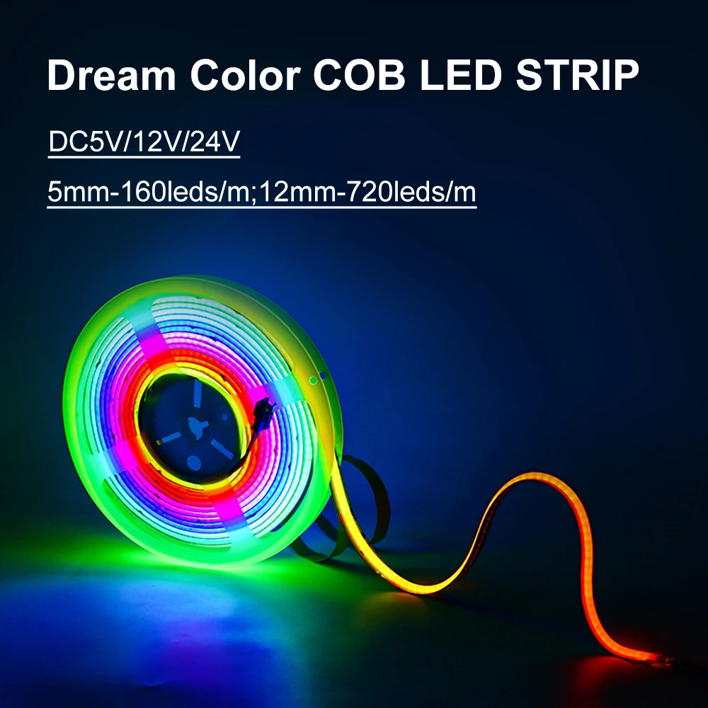 Dream-Color-COB-LED-Strip-RGBIC-Addressable-5V-12V-24V-WS2812B-720Leds ...