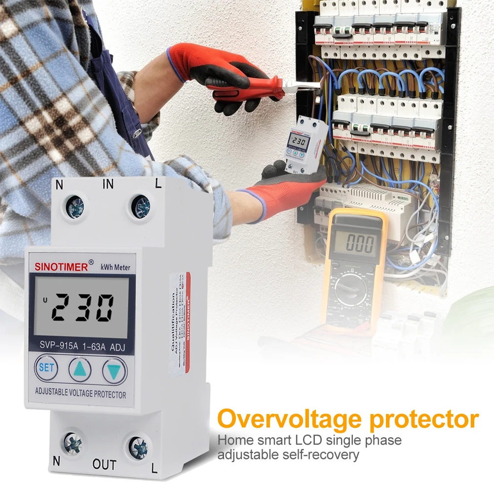 230VAC-Surge-Protector-Estabilizador-de-Corrente-63A-80A-Recupera-o ...