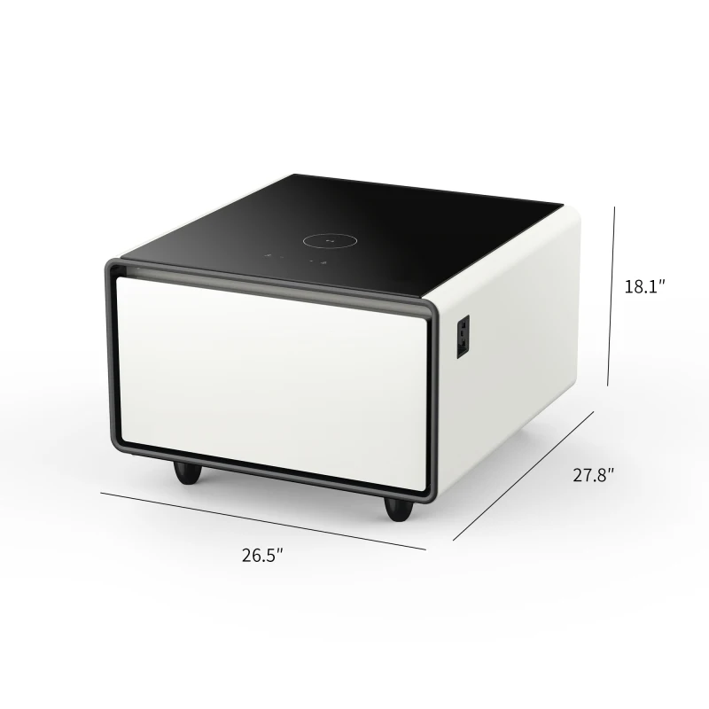 Mesa lateral inteligente branca com geladeira embutida carregamento sem fio tomada de energia interface USB protecao de saida luz de inducao AliExpress