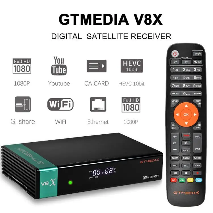 Gtmedia V8x Dvb-s/s2/s2x Satellite Box, Vcm/acm/multi-stream Built In Wifi H.265 Support Ca Card ...