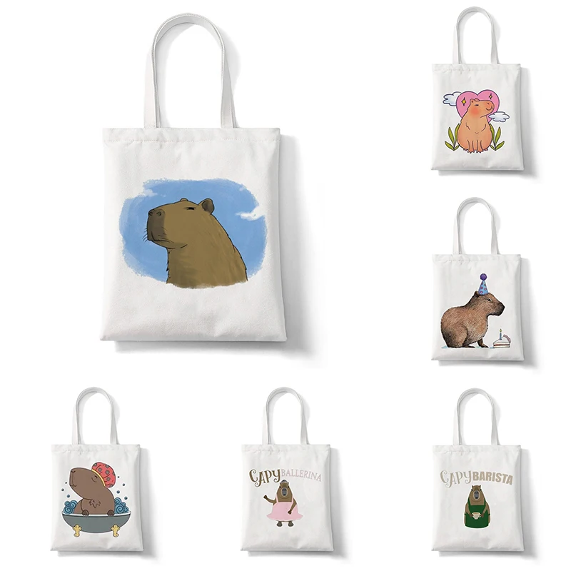 Women-Shoulder-Bags-Cute-Capybara-Print-Reusable-Shopping-Bag-Canvas ...