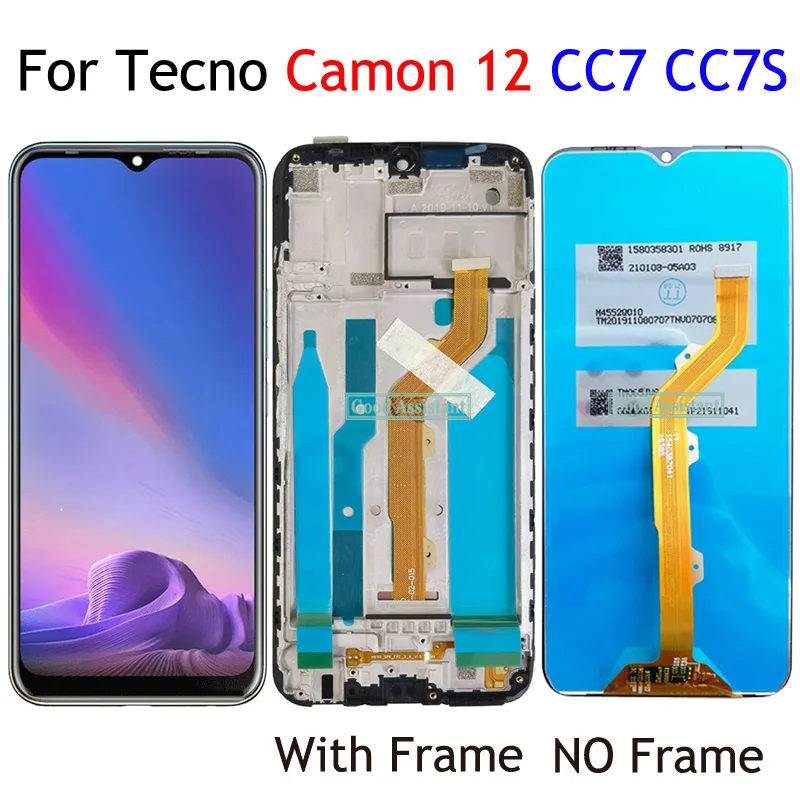 Black 6.52" For Tecno Camon 12 CC7 LCD Display Touch Screen Digitizer ...