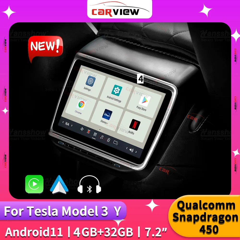 CARVIEW-NEW-For-Tesla-Model-3-Y-7-2-Rear-Entertainment-Climate-Control ...