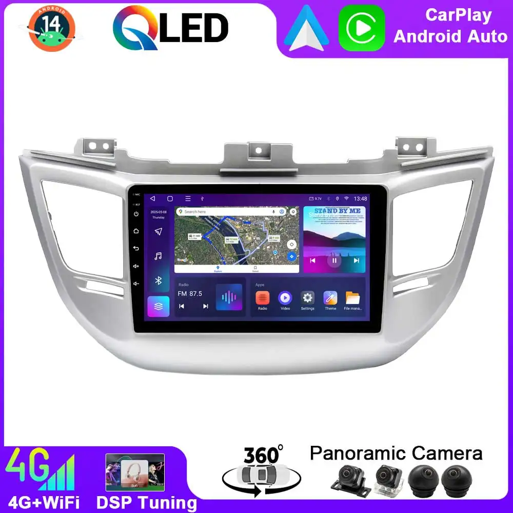 RHD 9"Android 14 QLED Car Multimedia Player For Hyundai Tucson 3 TL ...