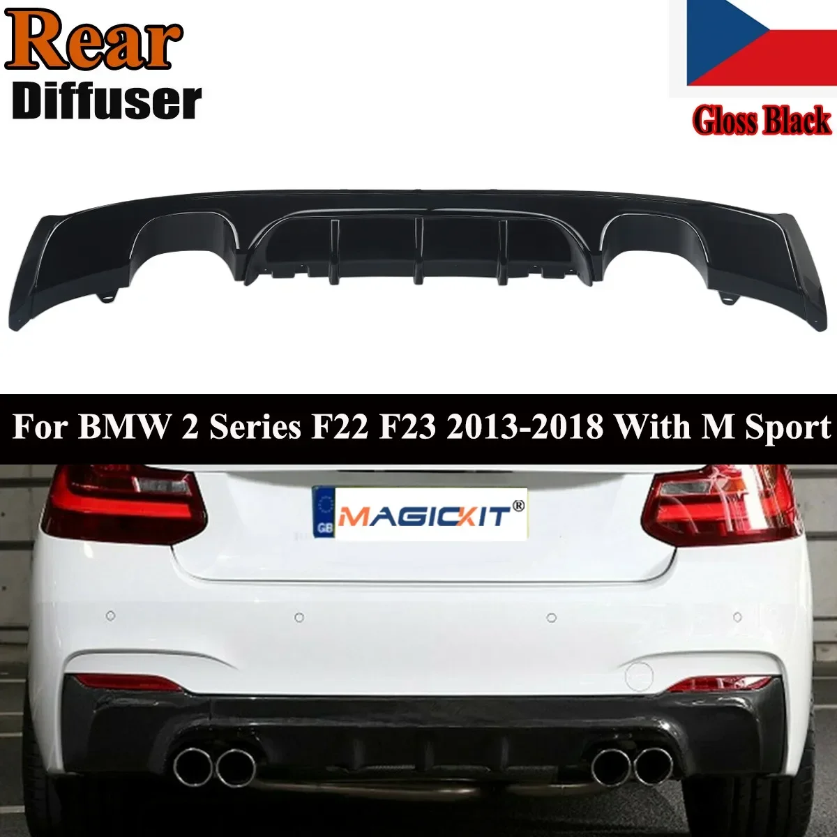 MagicKit-Performance-Style-Glossy-Black-Rear-Diffuser-For-BMW-2-Series ...