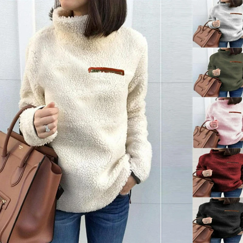 Pull-col-roul-pour-femme-avec-fermeture-clair-pull-super-doux-et ...