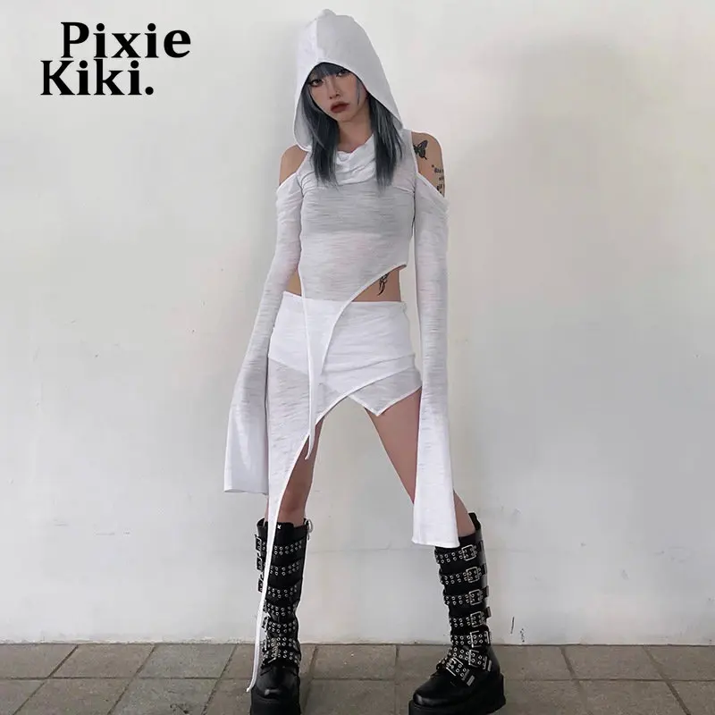 PixieKiki-Two-Piece-Set-Hooded-Long-Sleeve-Top-and-Skirt-Sets-Y2k ...