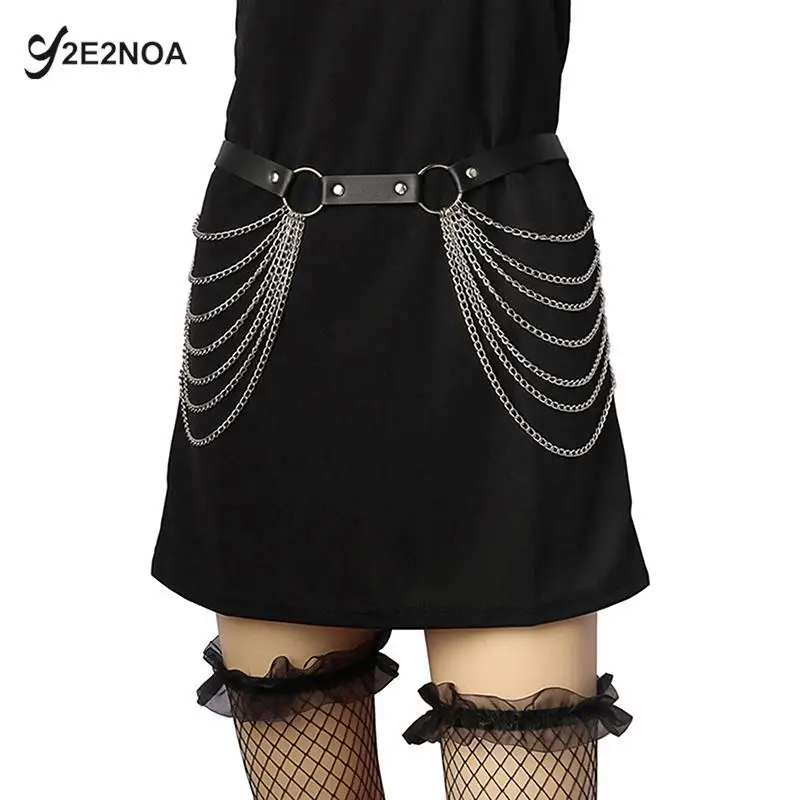 Leather Chain Belt Strap Waist Thigh Harness Black Leather Chain Belt ...